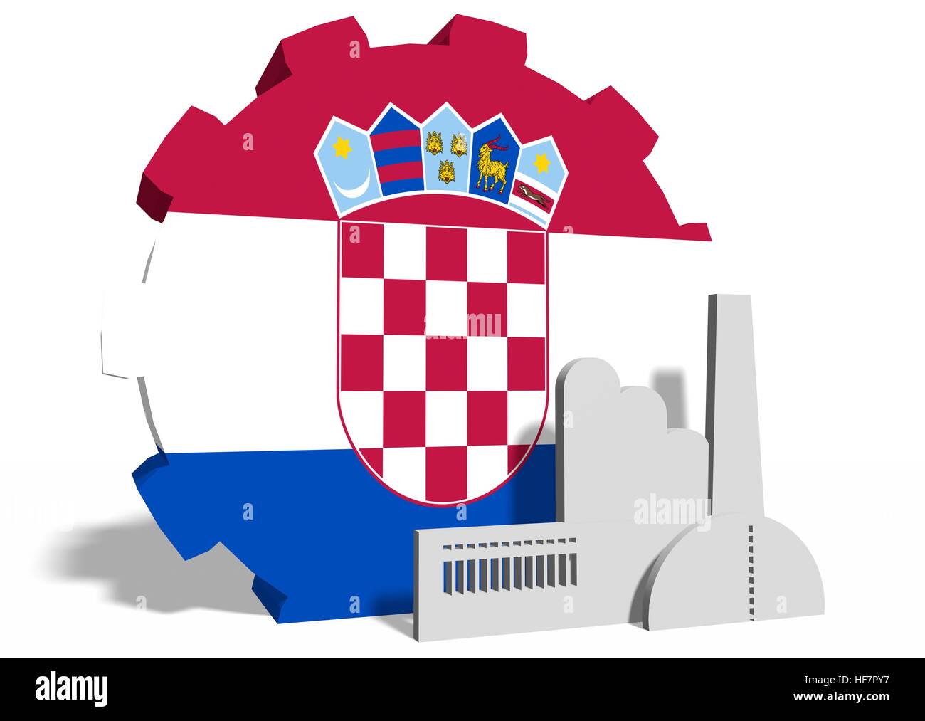Croatia heavy industry concept image. Gear and plant icon Stock Photo ...