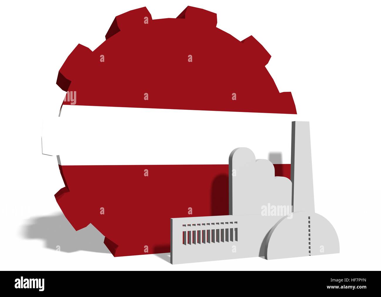 Latvia heavy industry concept image. Gear and plant icon Stock Photo ...