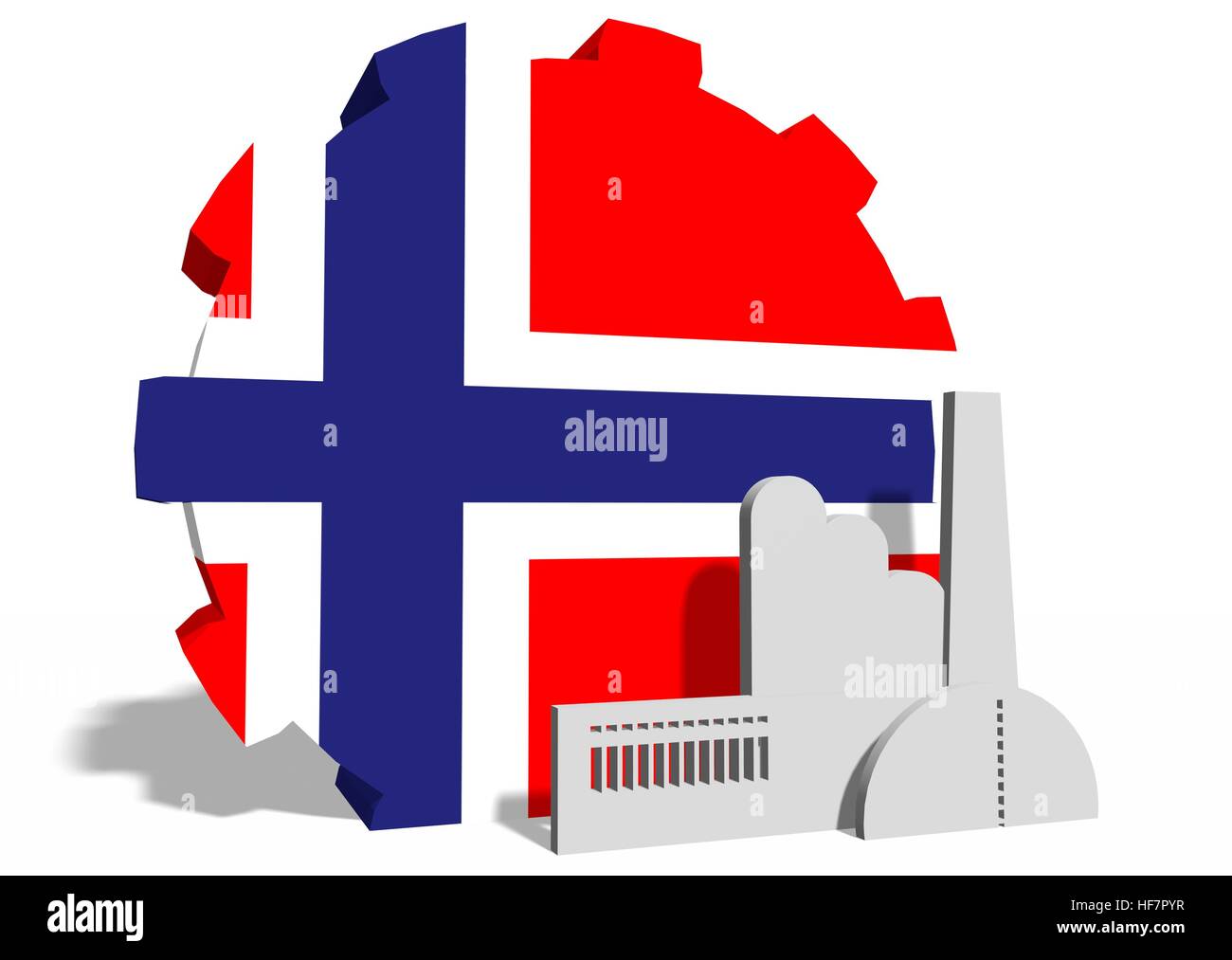 Norway heavy industry concept image. Gear and plant icon Stock Photo ...