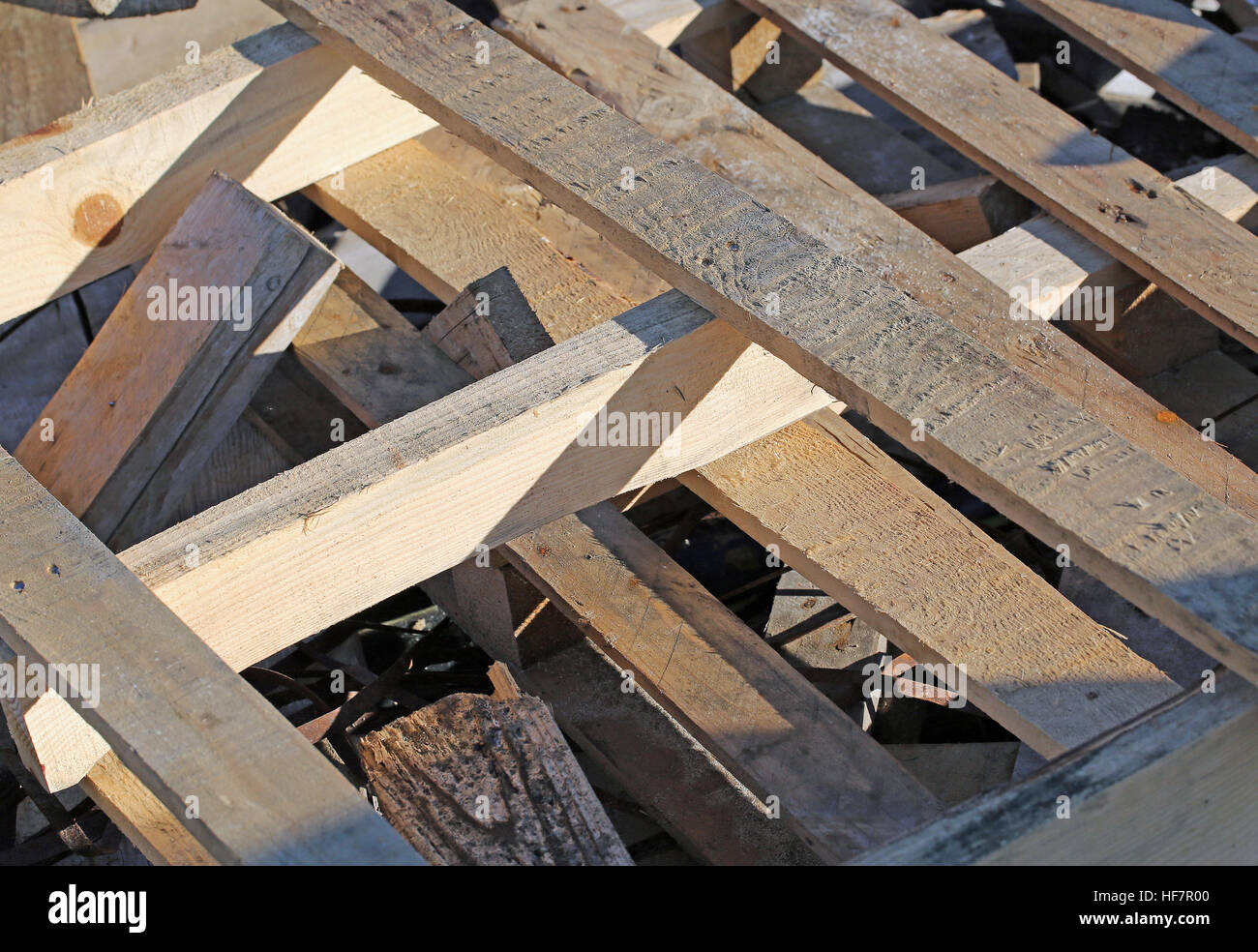 many wooden pallets in a woody material landfill Stock Photo - Alamy