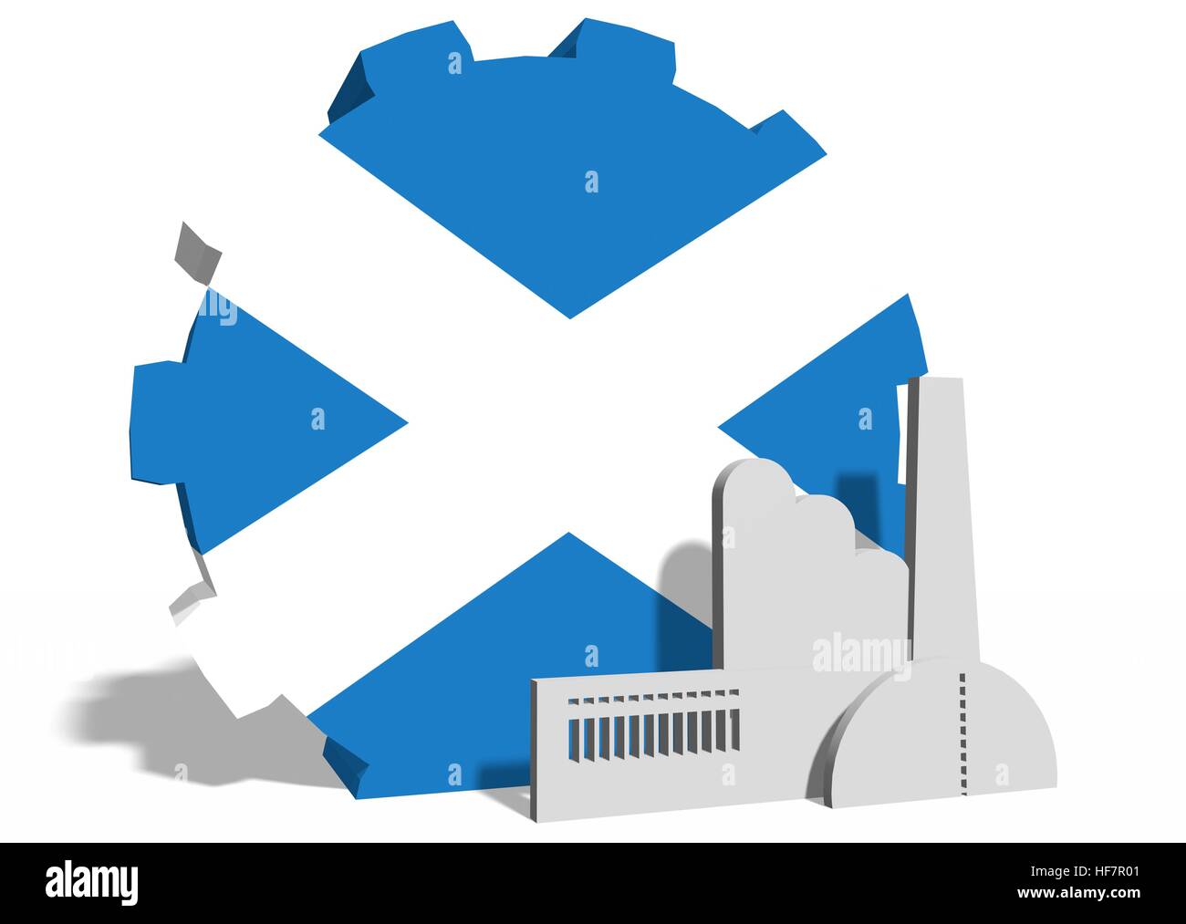 Scotland heavy industry concept image. Gear and plant icon Stock Photo ...