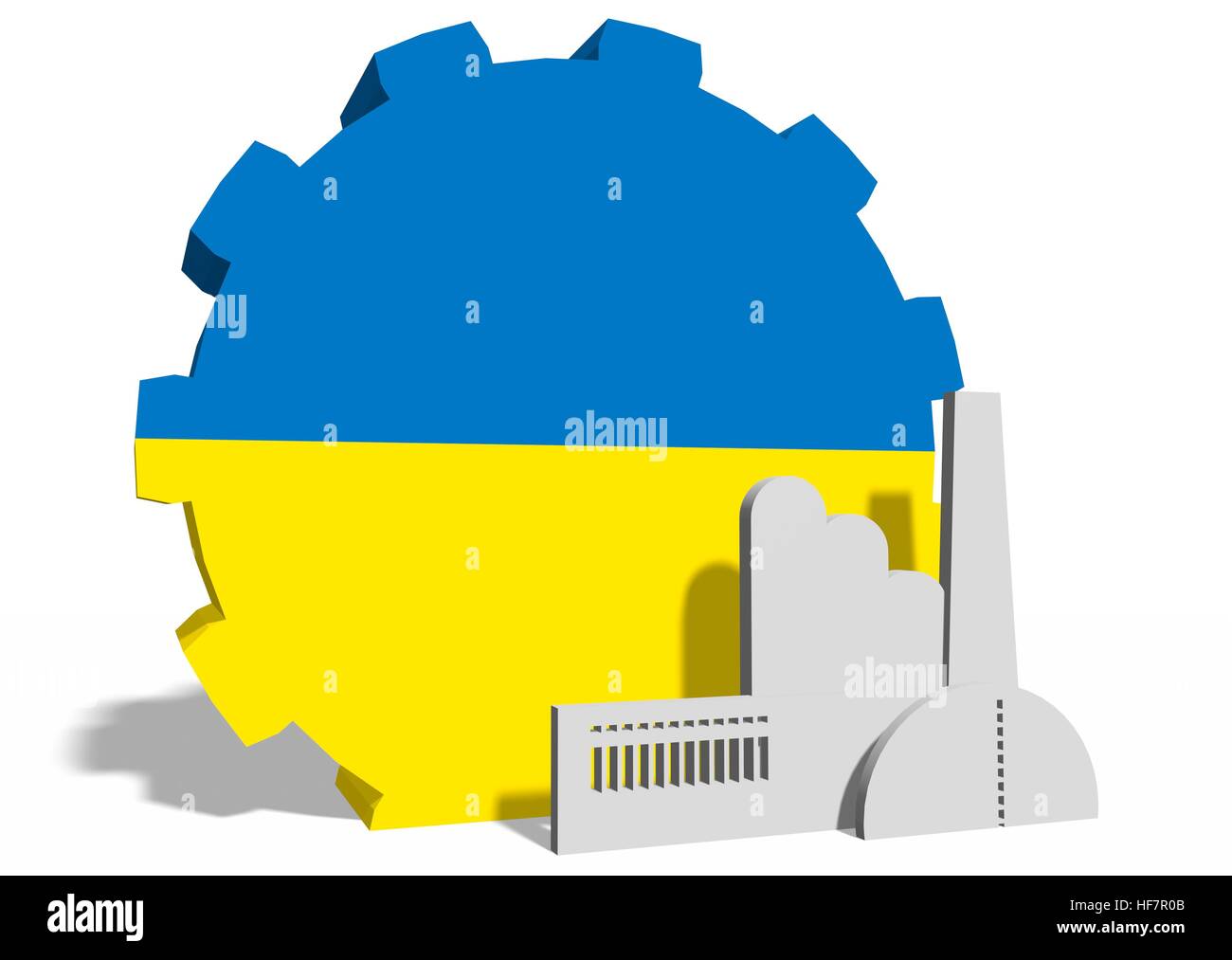 Ukraine heavy industry concept image. Gear and plant icon Stock Photo ...