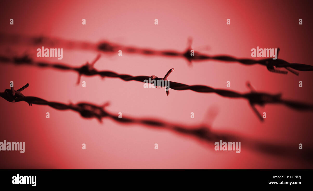 barbed wire and the dark red background Stock Photo - Alamy