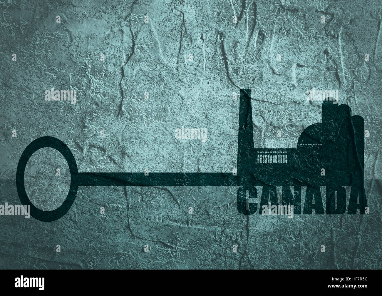 illustration concept, hand holding a key of Canada industry Stock Photo ...