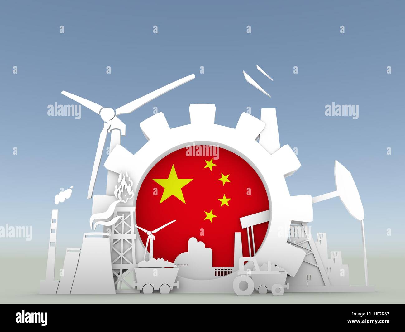 Energy and Power icons set with China flag Stock Photo - Alamy