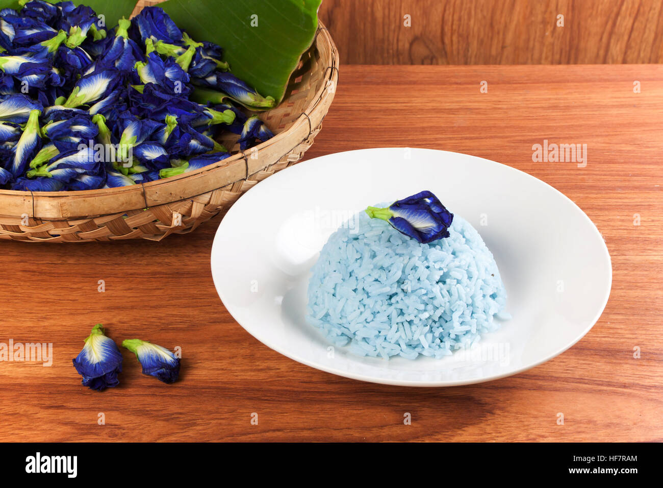 Blue Rice made cooking from Butterfly Pea flower (Clitoria ternatea L ...