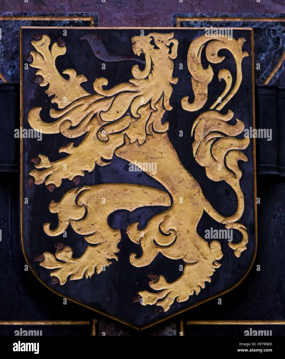 The Flemish Lion on the Coat of Arms of Flanders, detail in Ghent ...