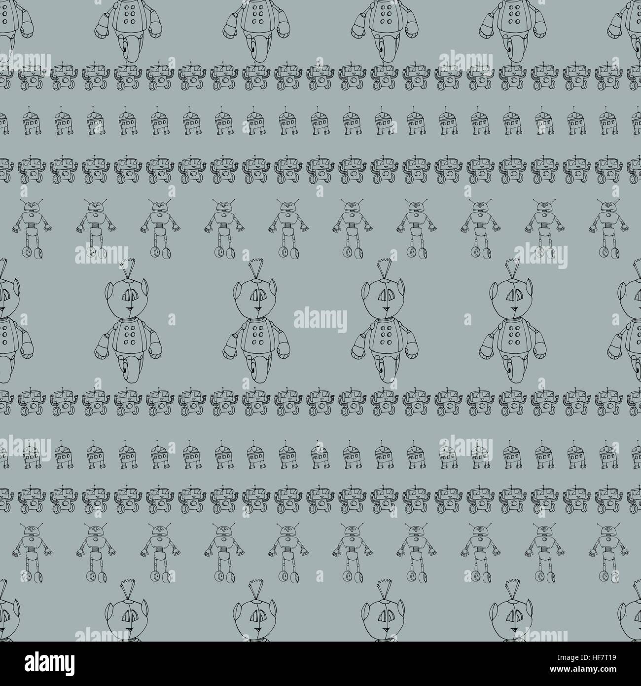 Robot doodles pattern Stock Vector Image & Art - Alamy