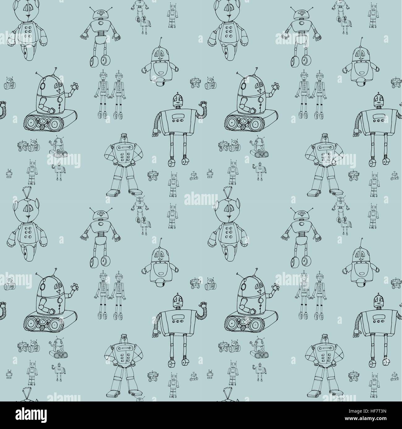 Robot doodles pattern Stock Vector Image & Art - Alamy