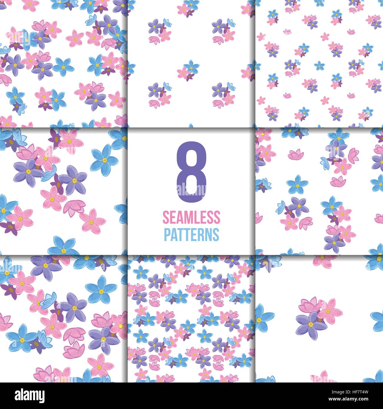 Seamless forget-me-not pattern set Stock Vector Image & Art - Alamy