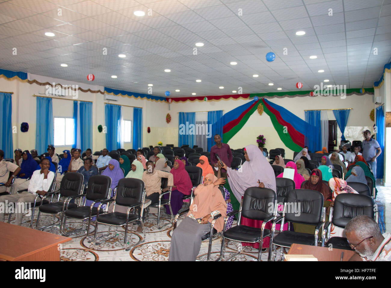 Participants at a community policing event in Baidoa, Somalia, on ...
