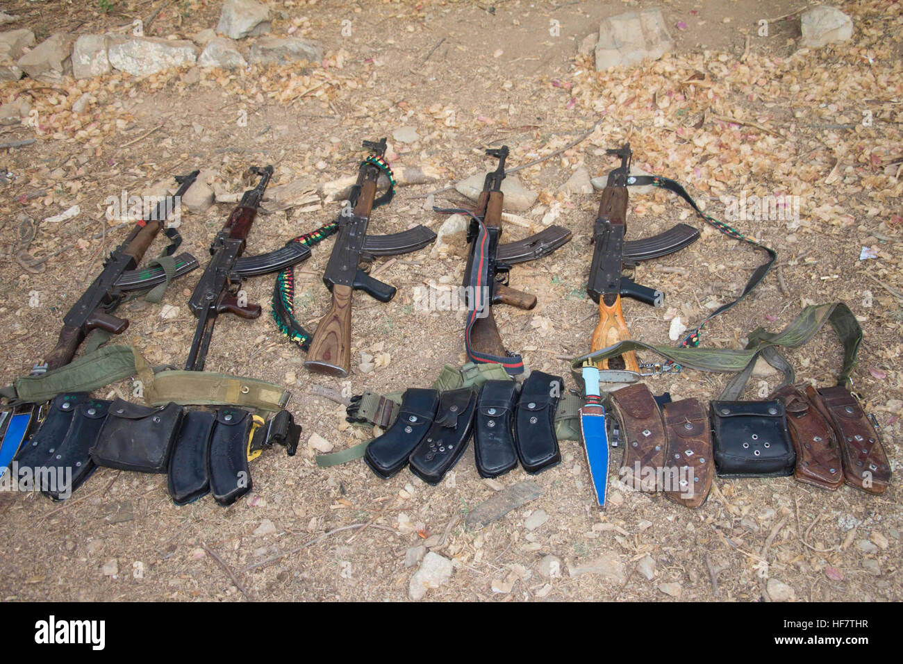 AK-47 rifles are displayed after the South West Special Forces ...