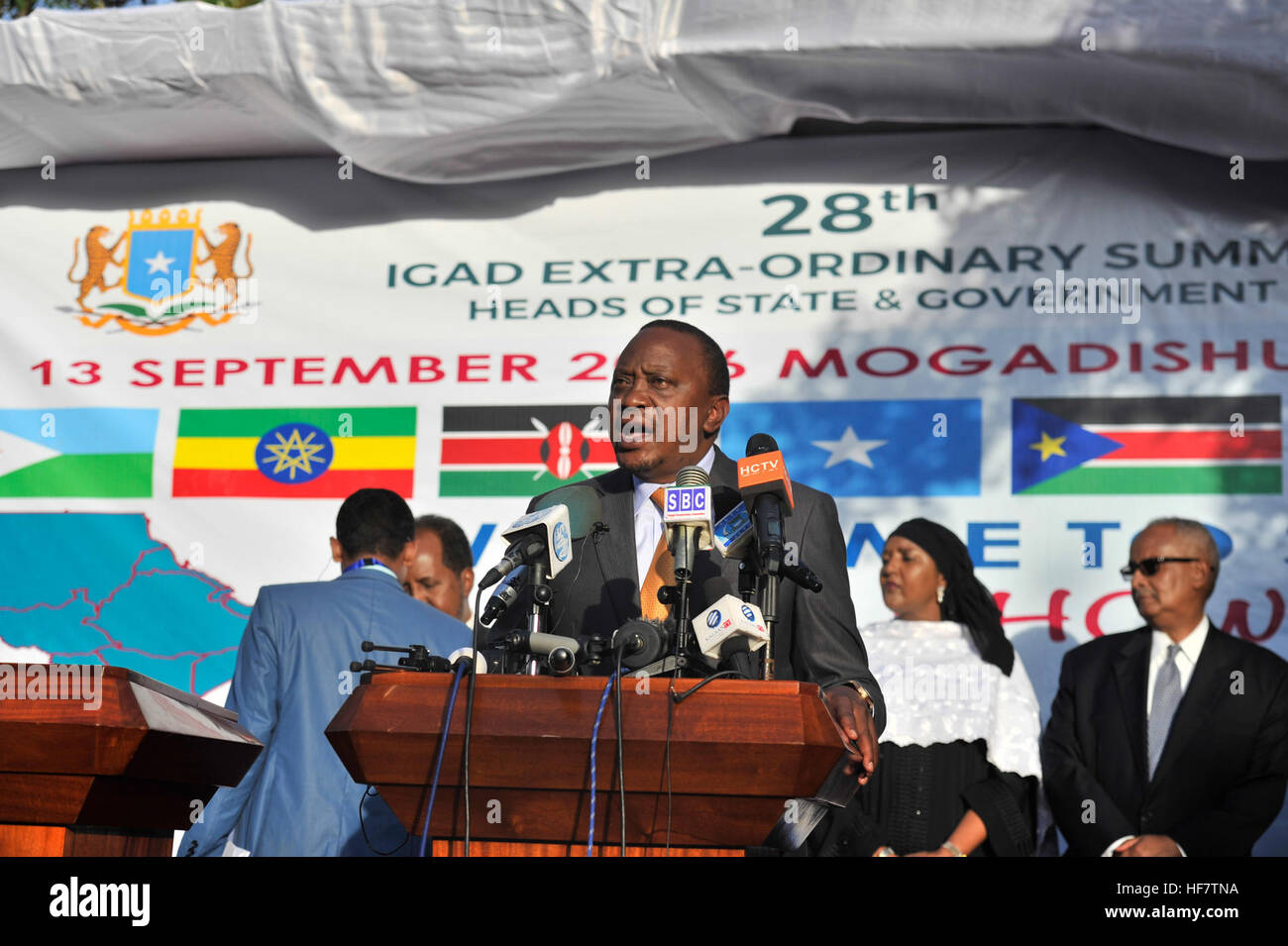 Kenyan President Uhuru Kenyatta addresses journalists after the 28th ...