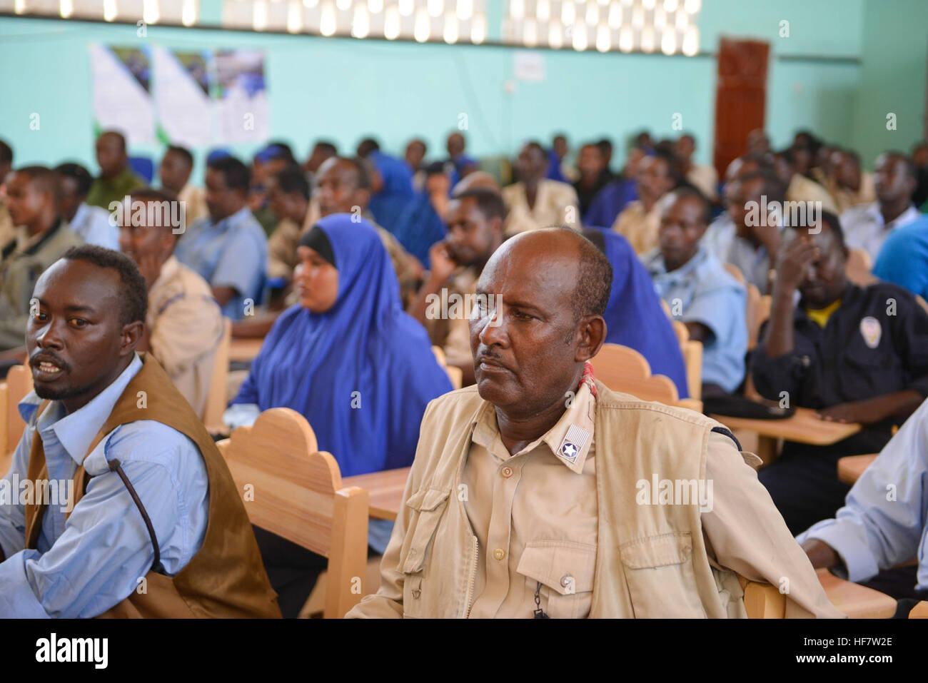 Somali police officers attend the start of their training on securing ...