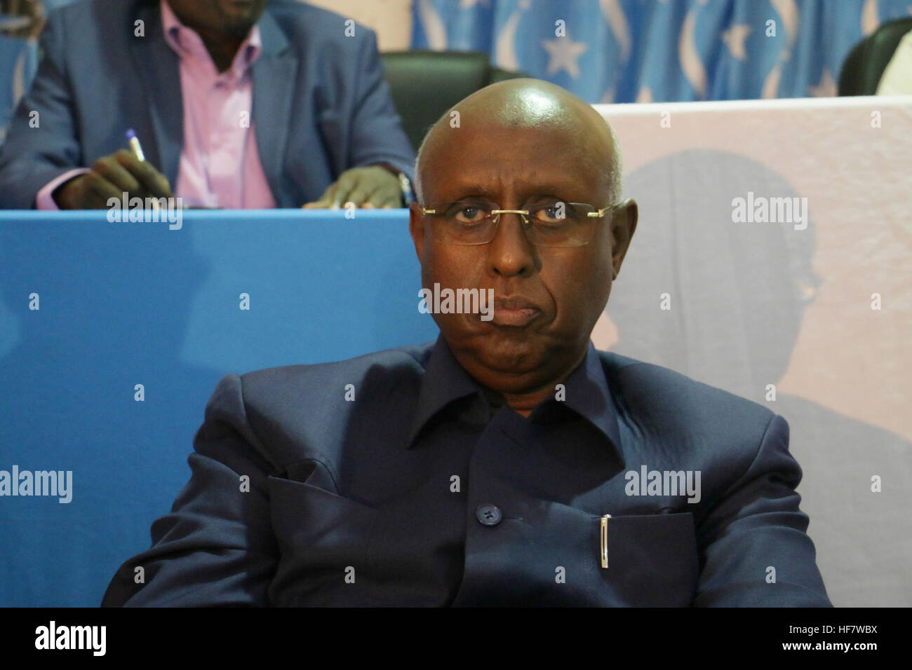 Ali Jama Jangali, an MP-elect from Puntland at the polling center ...