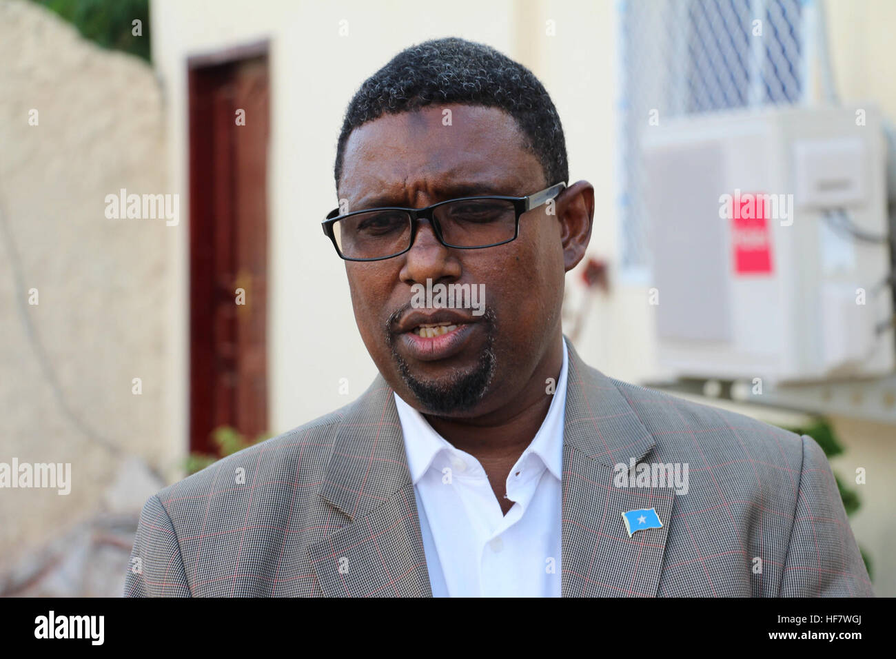 Abdirashid Mohamed Ahmed, an MP-elect from South West State, attends the polling center on ...