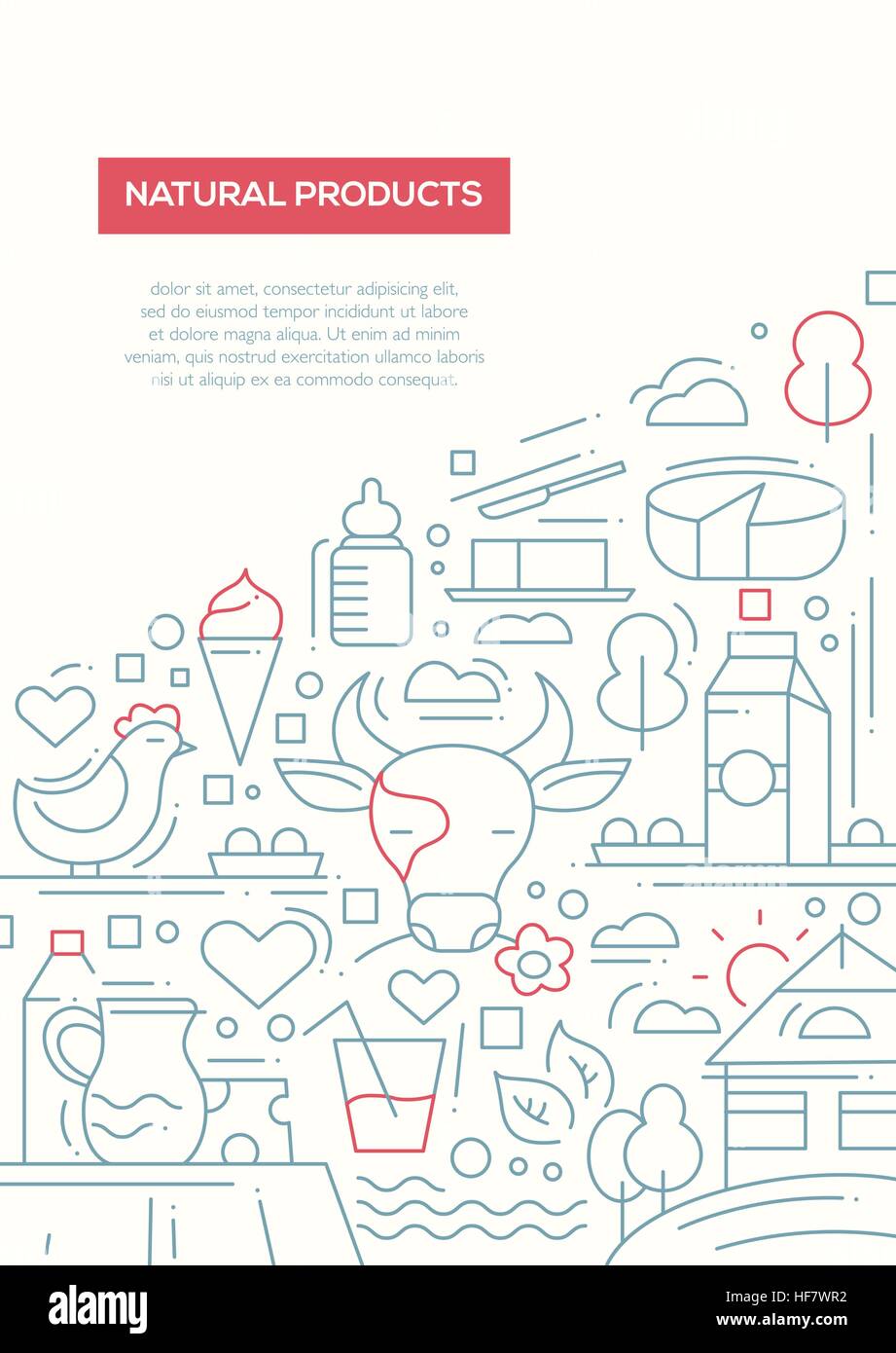 Natural Products - line design brochure poster template A4 Stock Vector ...