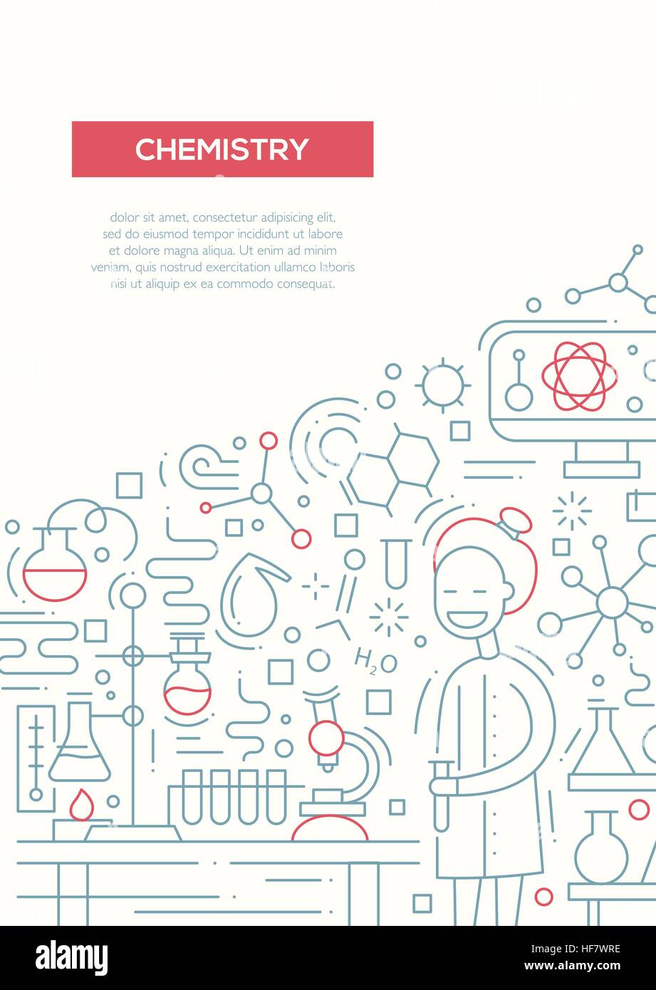 Chemistry - line design brochure poster template A4 Stock Vector Image ...