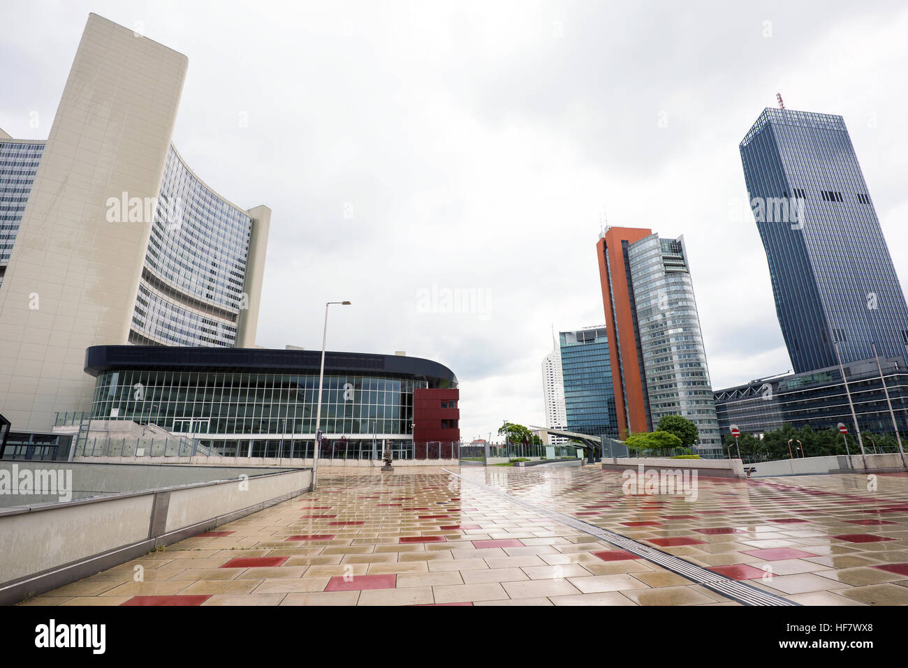 View on financial district with onu buildings and business centres in ...