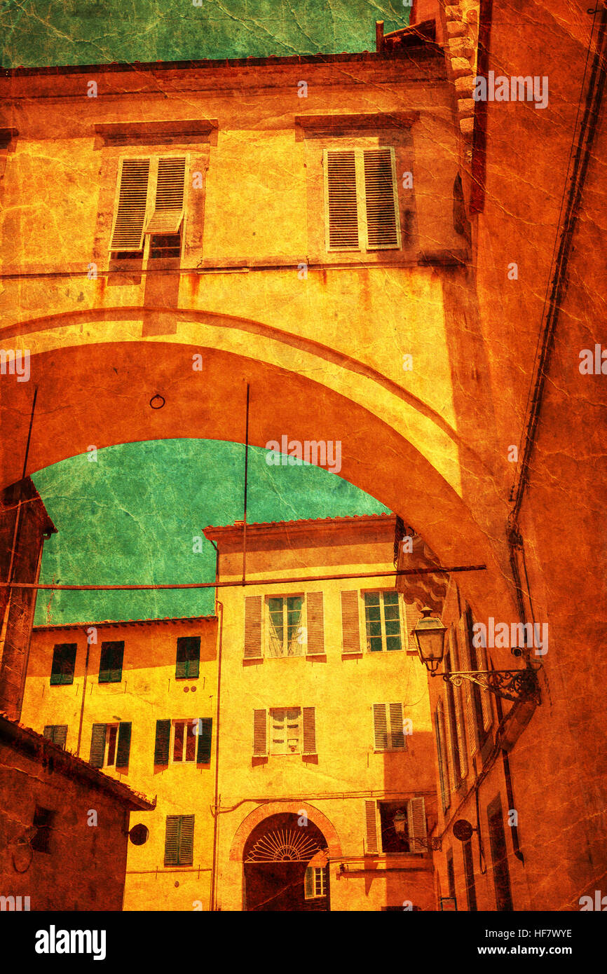 vintage style picture of a picturesque alley in an Italian old town ...