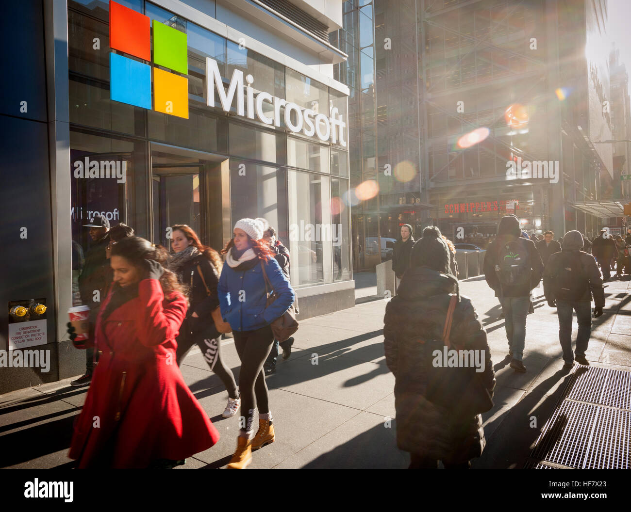 The New York offices of the Microsoft company on Eighth Avenue on ...