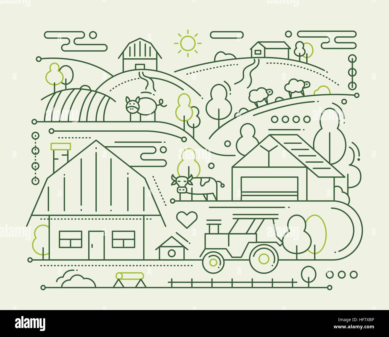 Farm - line design composition Stock Vector Image & Art - Alamy
