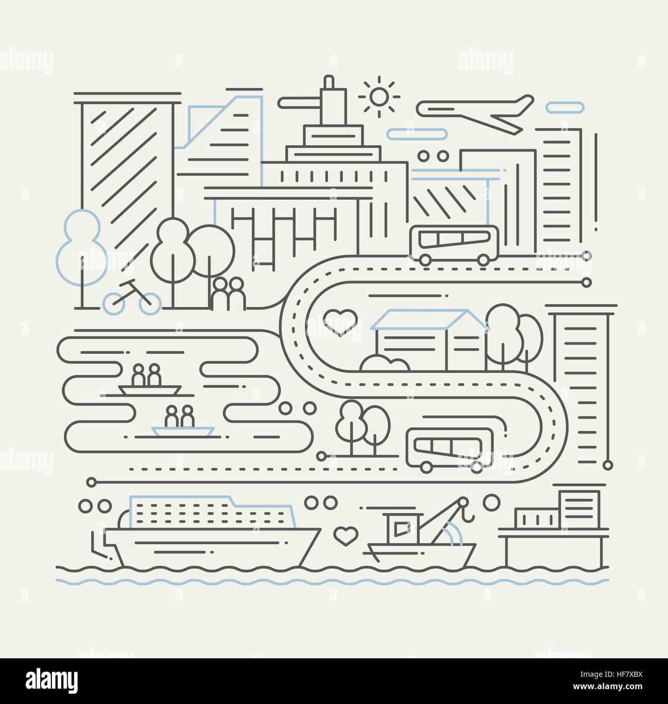 City Life - line design composition Stock Vector Image & Art - Alamy