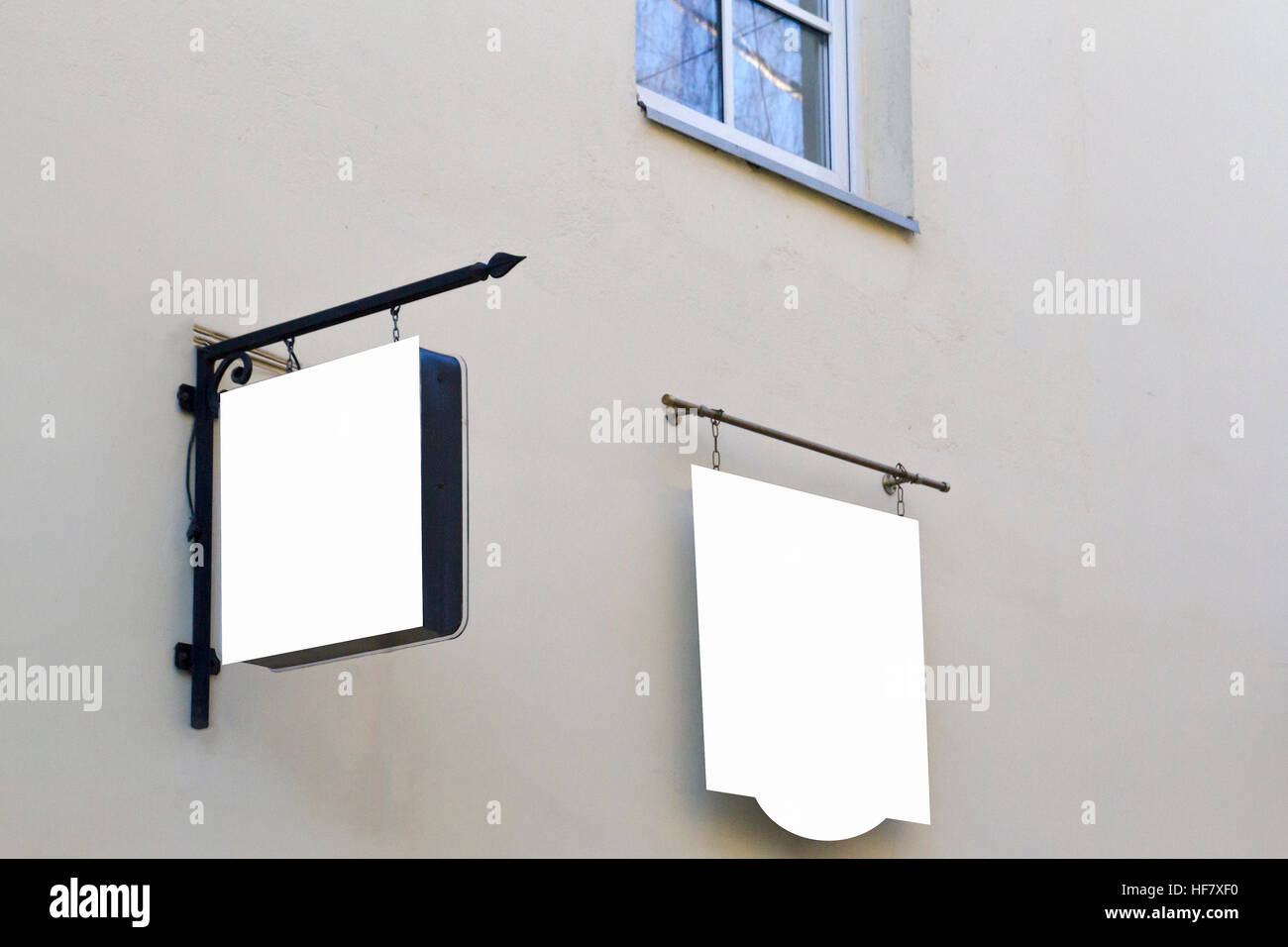 Mock up. Two signboards on the wall Stock Photo - Alamy