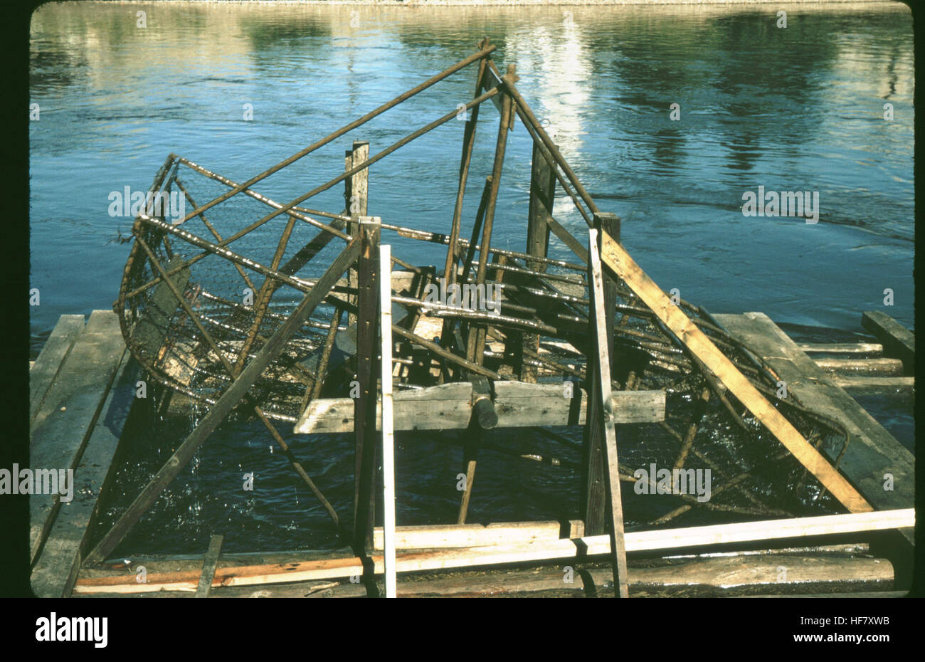 This image shows a fish wheel on the Chena River near Fairbanks, Alaska ...