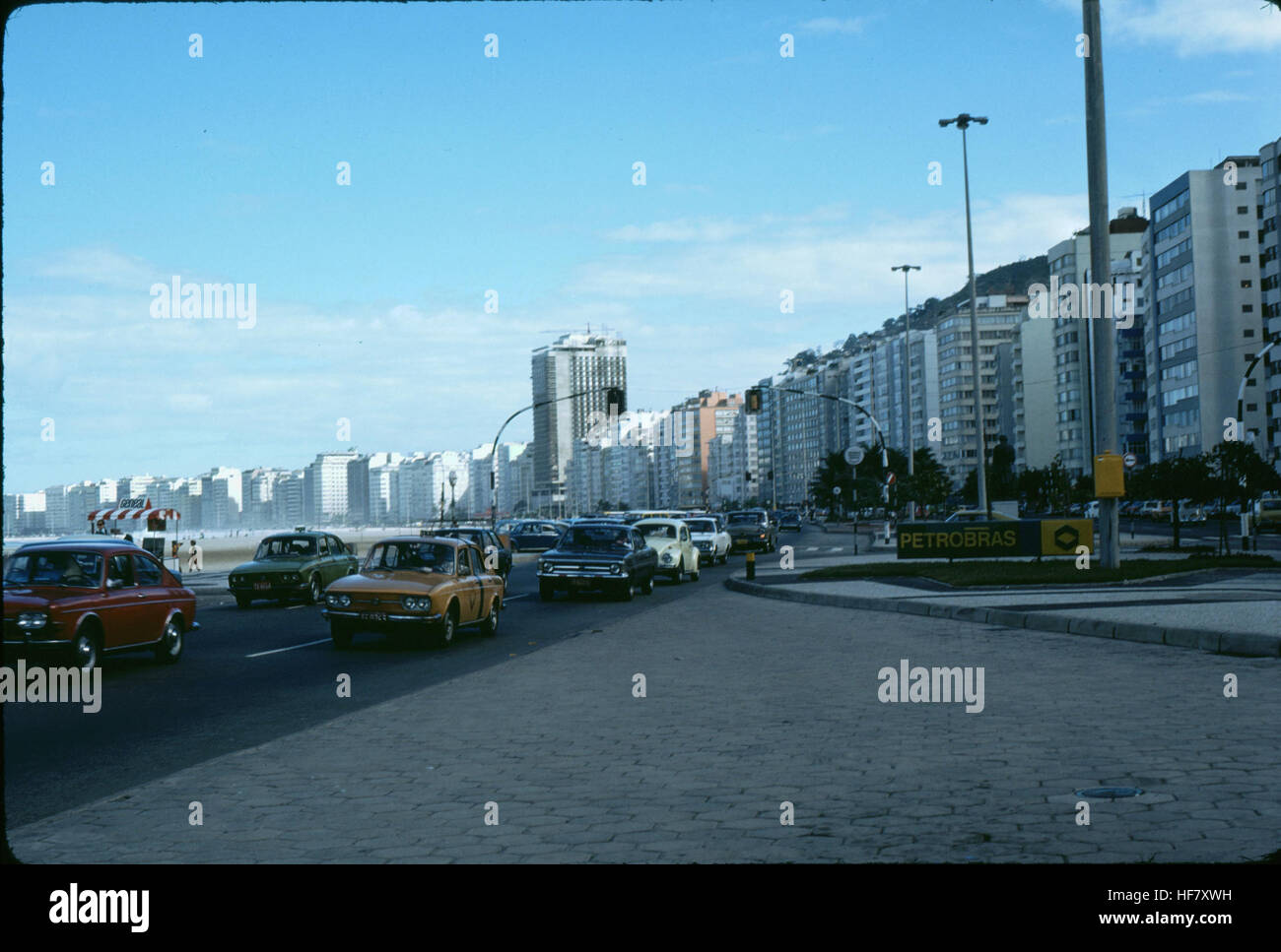 A photograph showing a street in Rio de Janeiro, Brazil, lined with ...