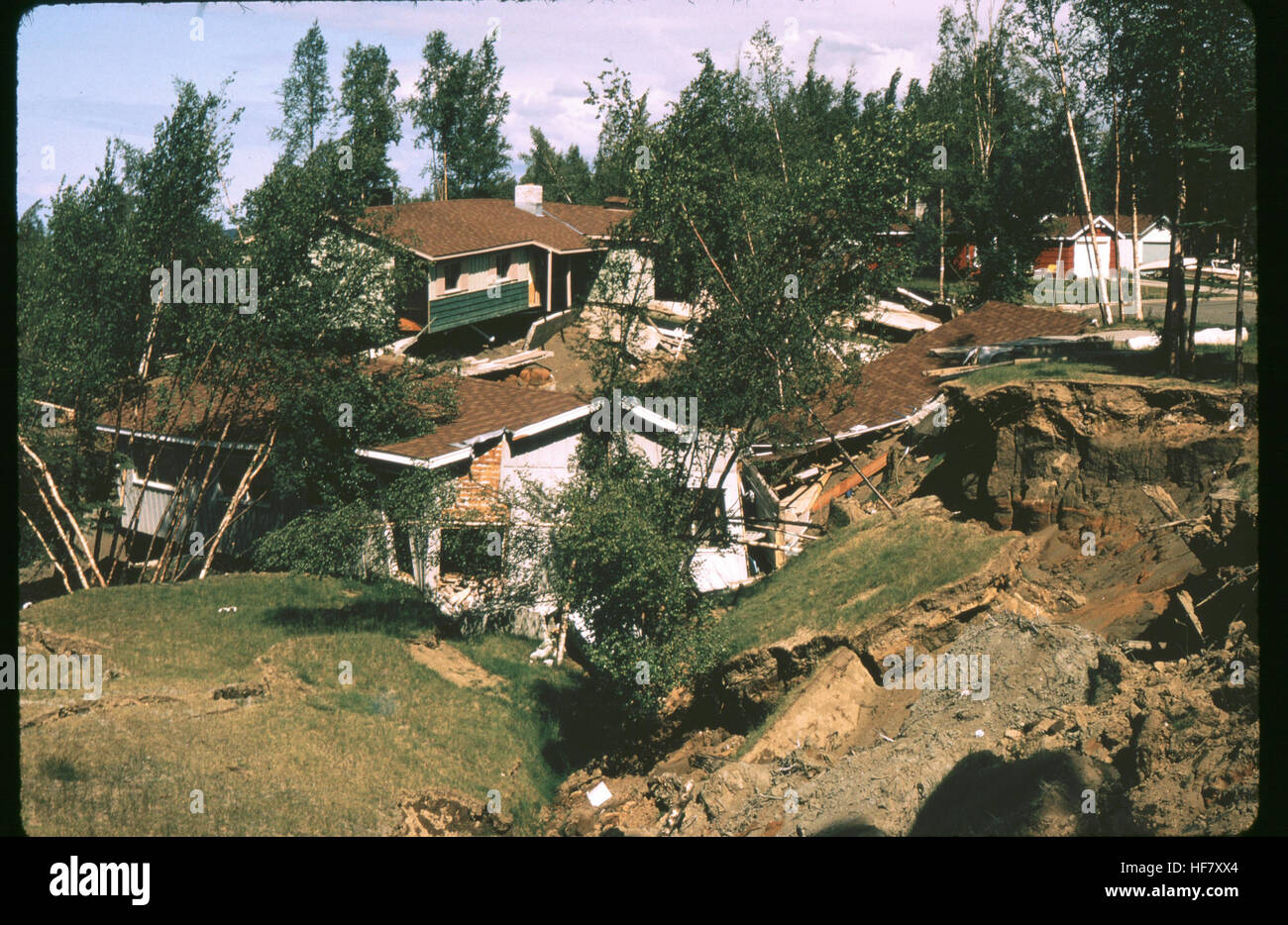 This image captures the aftermath of the 1964 Alaska earthquake ...