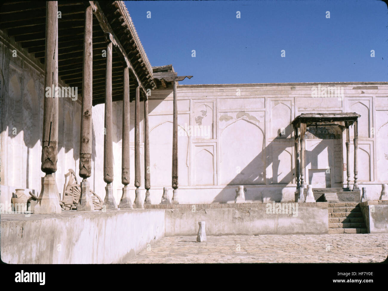 This photograph shows the interior of the Zani Mosque in Bukhara ...