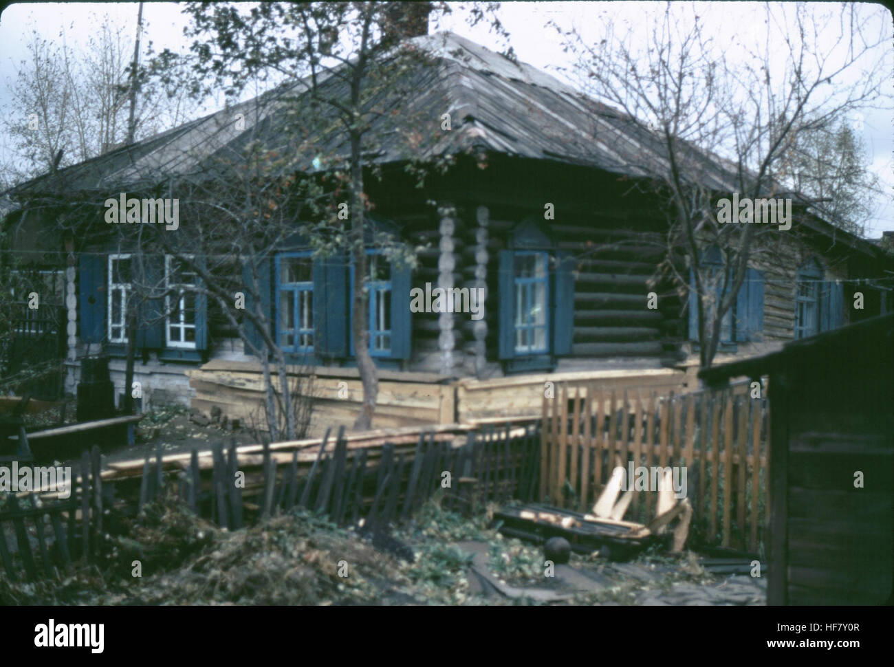 A Russian log cabin called an “Izba”; Tashkent area, Uzbekistan, former ...