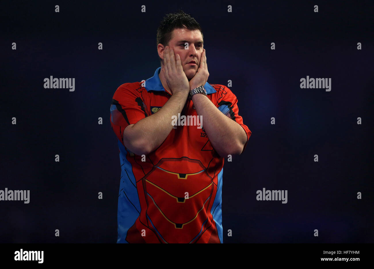 Daryl Gurney celebrates winning his match during day ten of the William ...