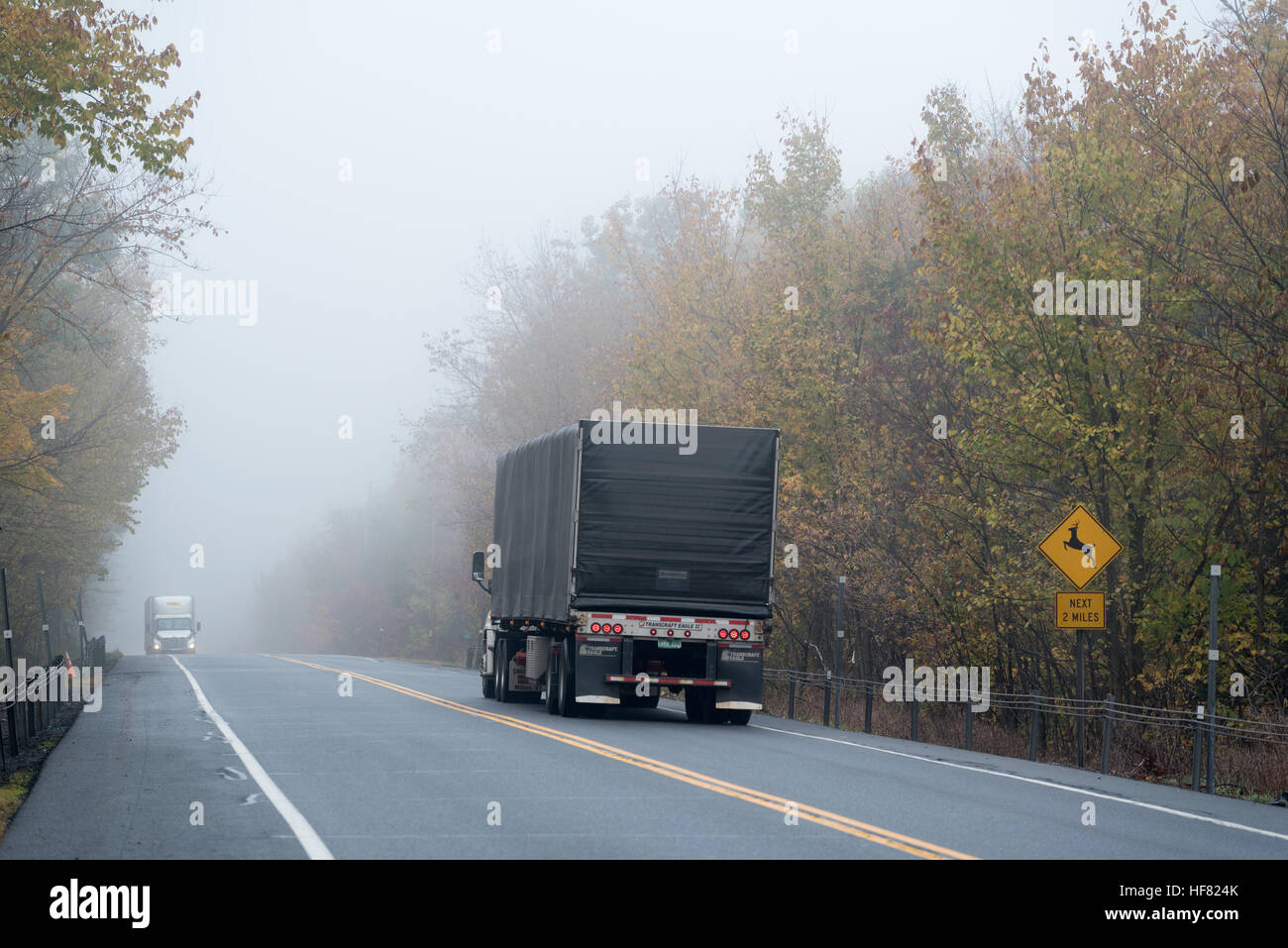 Deer crossing highway sign on Highway 4 in Washington County, New York ...