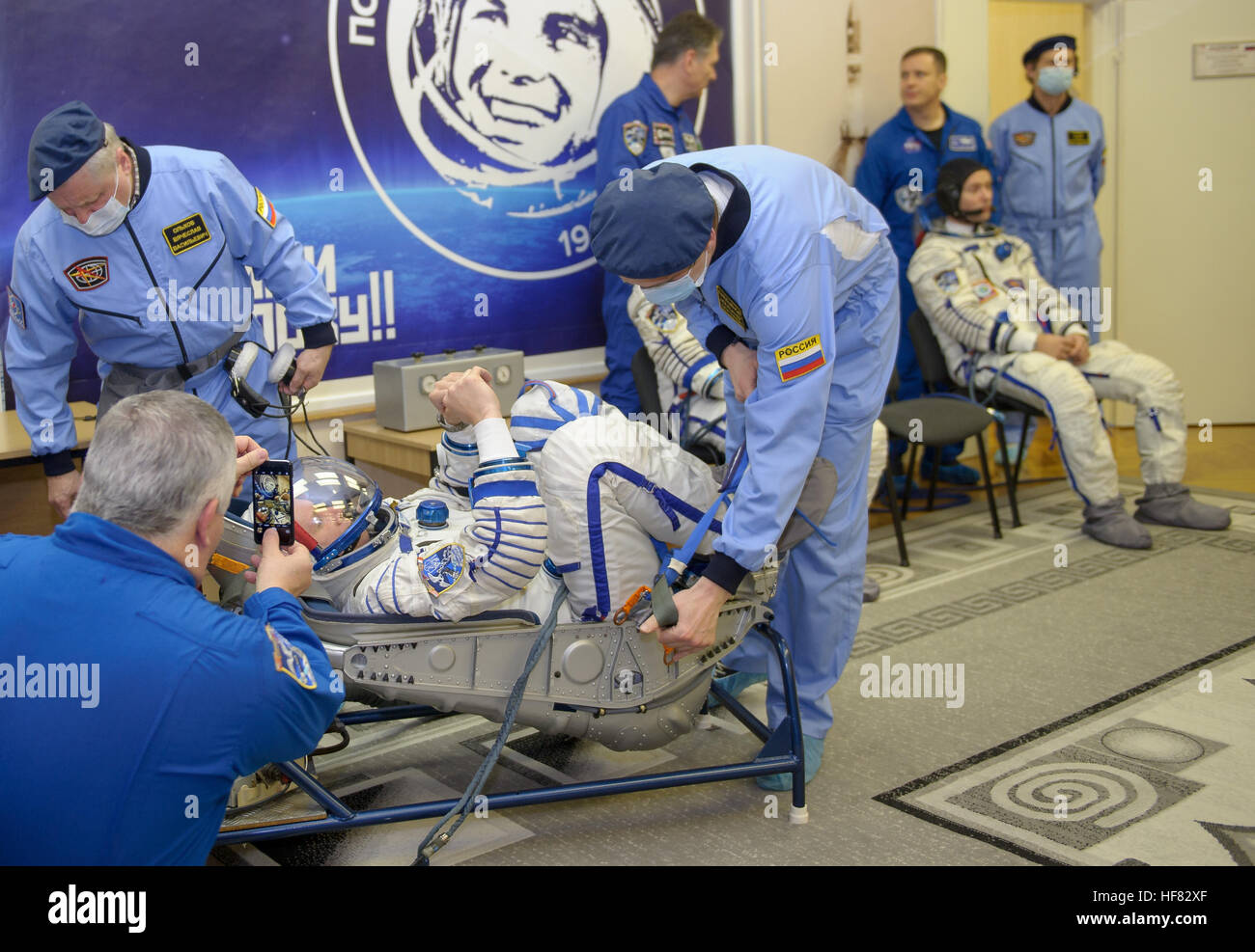 Expedition 50 crew members, including NASA astronaut Peggy Whitson and ...
