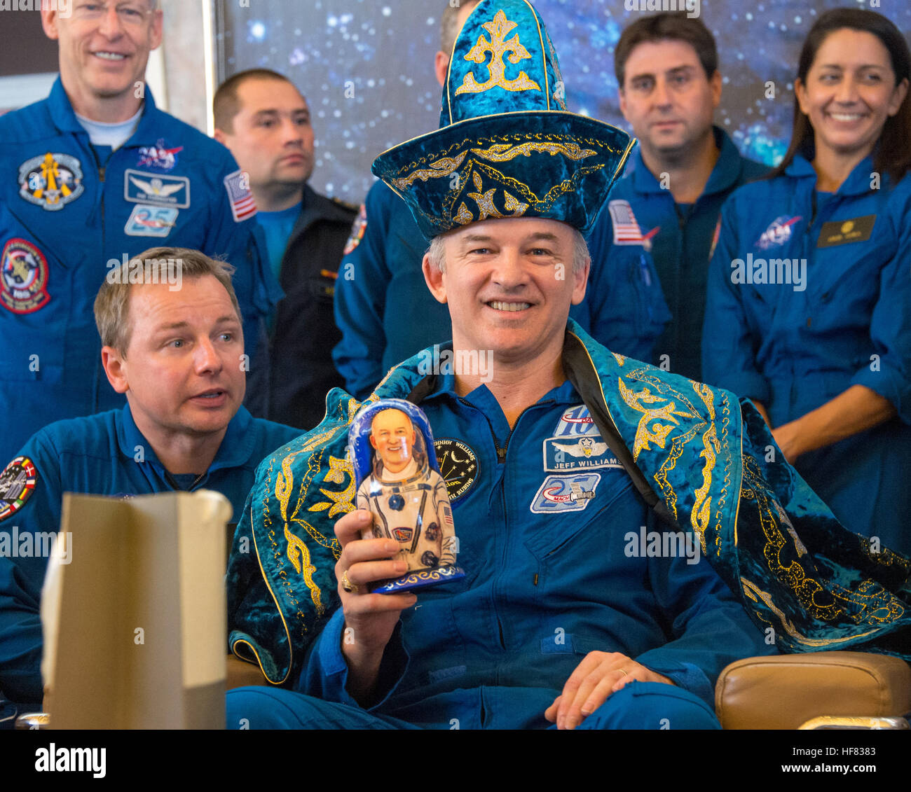 NASA astronaut Jeff Williams, alongside Russian cosmonauts Alexey ...