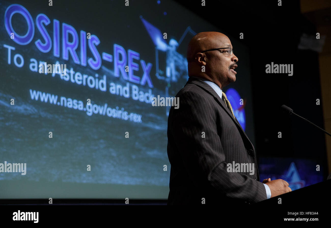 Dwayne Brown discusses the OSIRIS-REx mission at NASA Headquarters. The ...