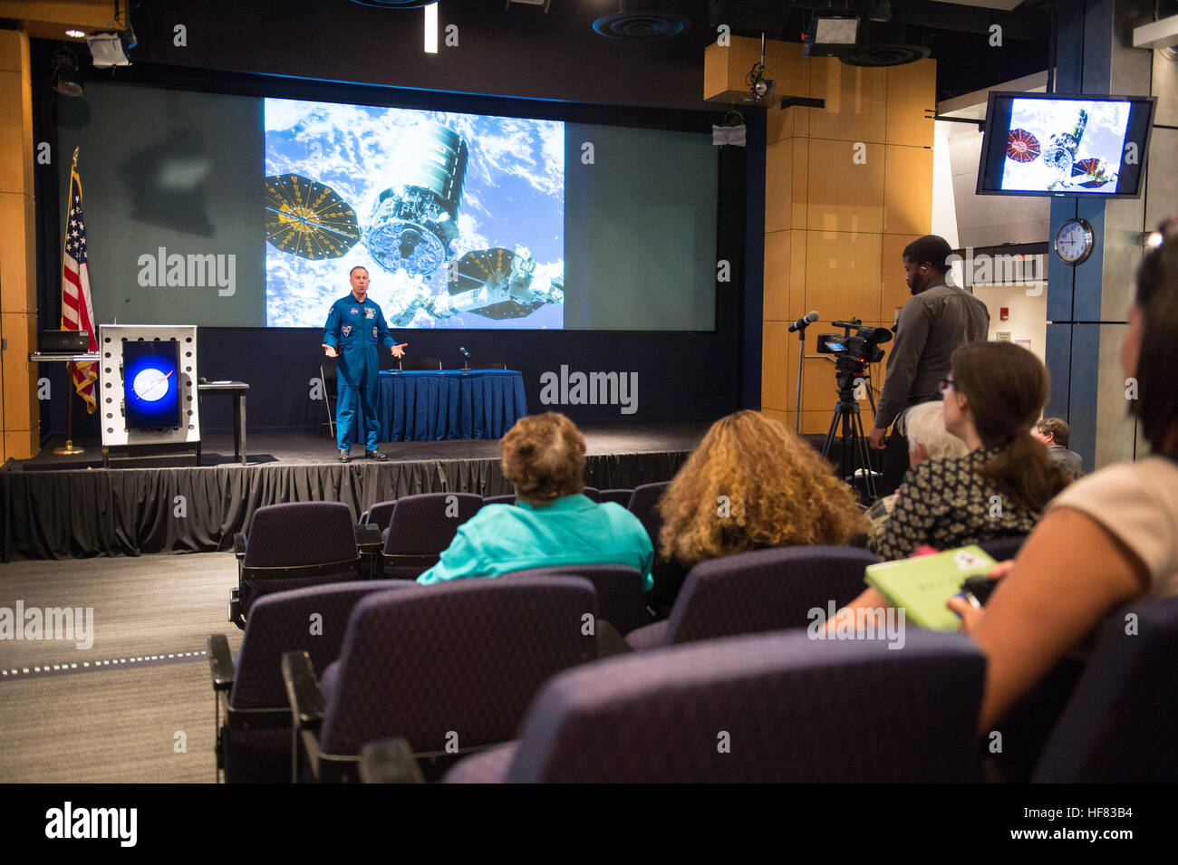 Tim Kopra, NASA astronaut, addresses spaceflight safety during a ...