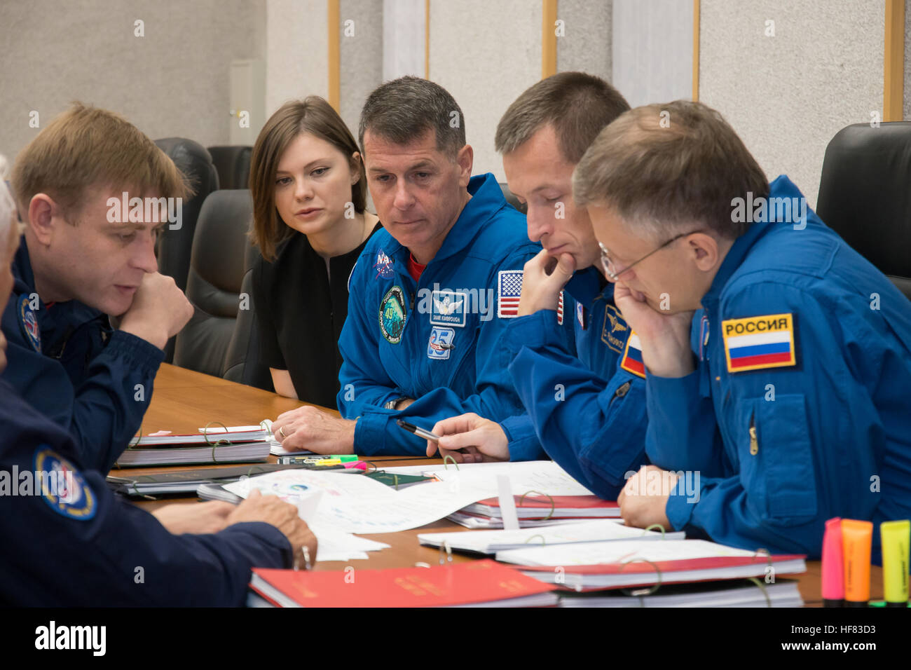 NASA astronaut Shane Kimbrough, along with Russian cosmonauts Sergey Ryzhikov and Andrey ...