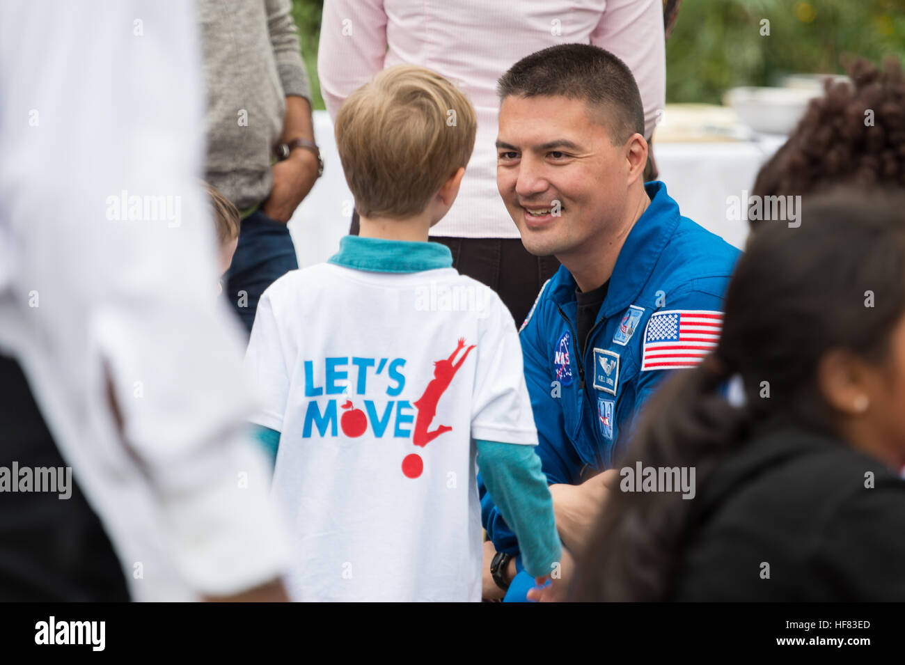NASA astronaut Kjell Lindgren participates in a garden event at the ...