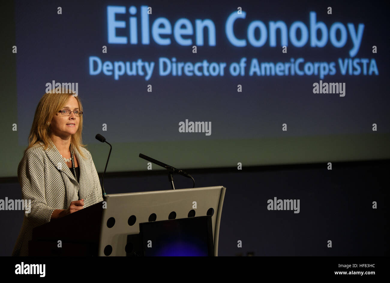 Eileen Conoboy, Deputy Director of AmeriCorps VISTA, speaks during a ...