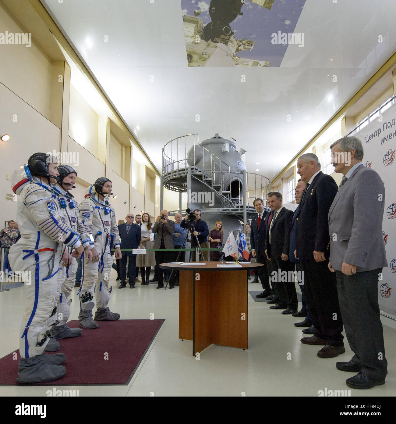 Expedition 50 crew members, including NASA astronaut Peggy Whitson ...