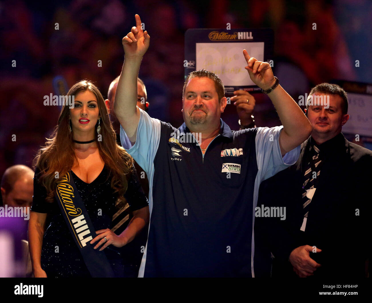 Alan Norris during the walk on during day ten of the William Hill World ...