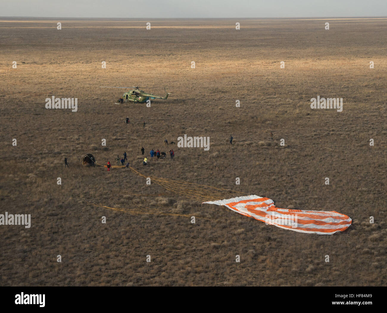 Russian search and rescue teams reach the Soyuz MS-01 spacecraft ...