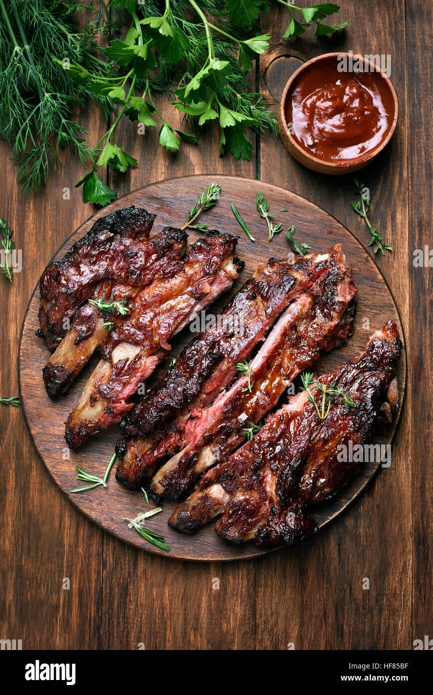 Barbecue ribs top view hi-res stock photography and images - Alamy
