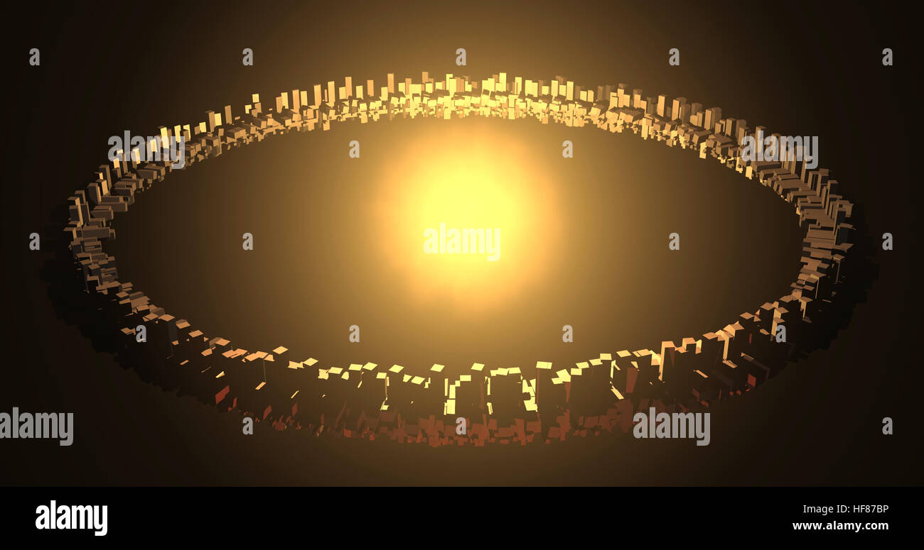 Dyson swarm, ring world. Alien mega structure surrounding a star. 3d ...