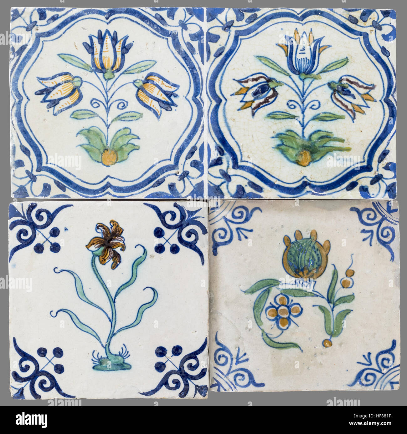 old Dutch tile from the 16th to the 18th century Stock Photo - Alamy
