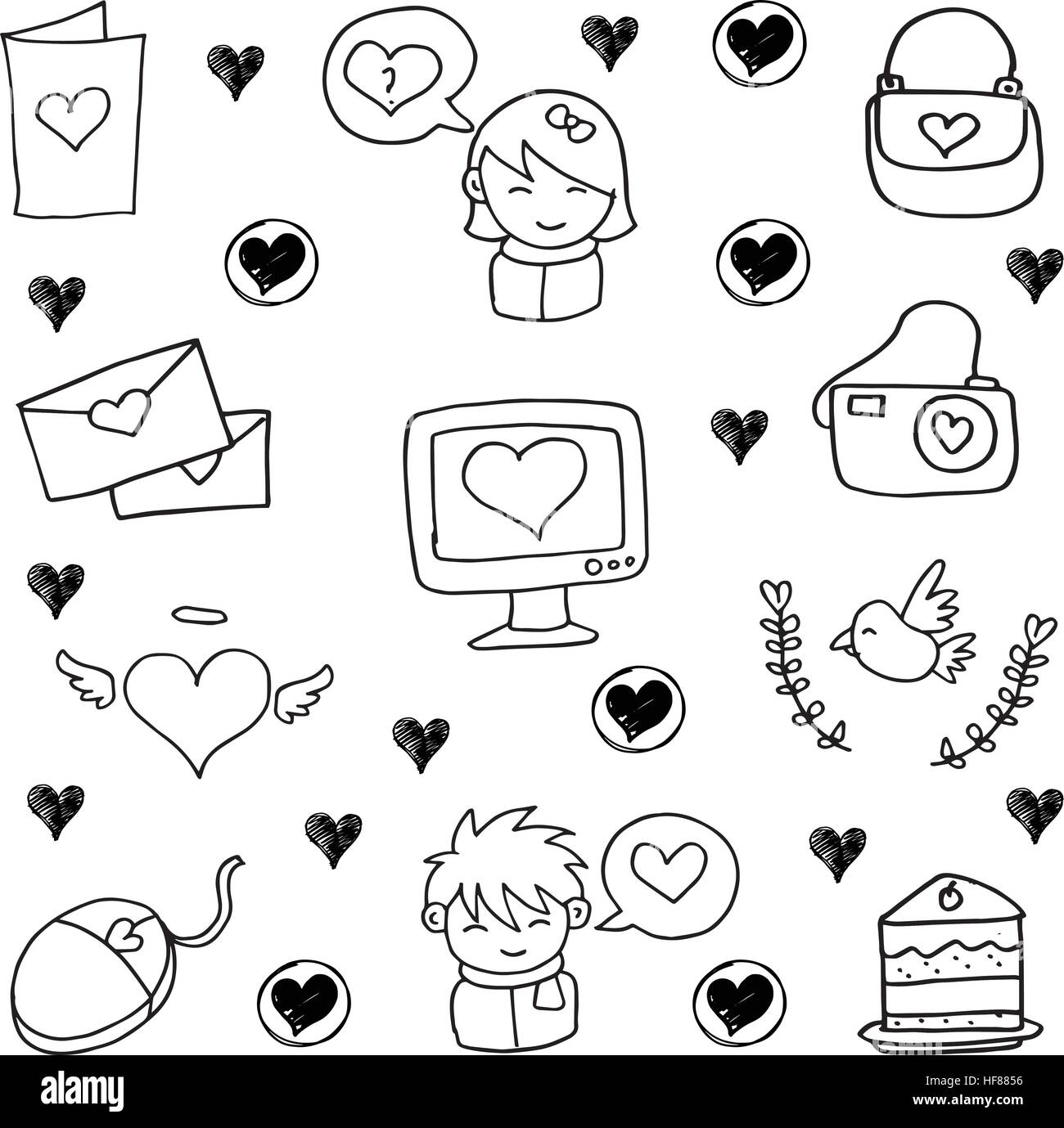 Love doodle vector set illustration Stock Vector Image & Art - Alamy