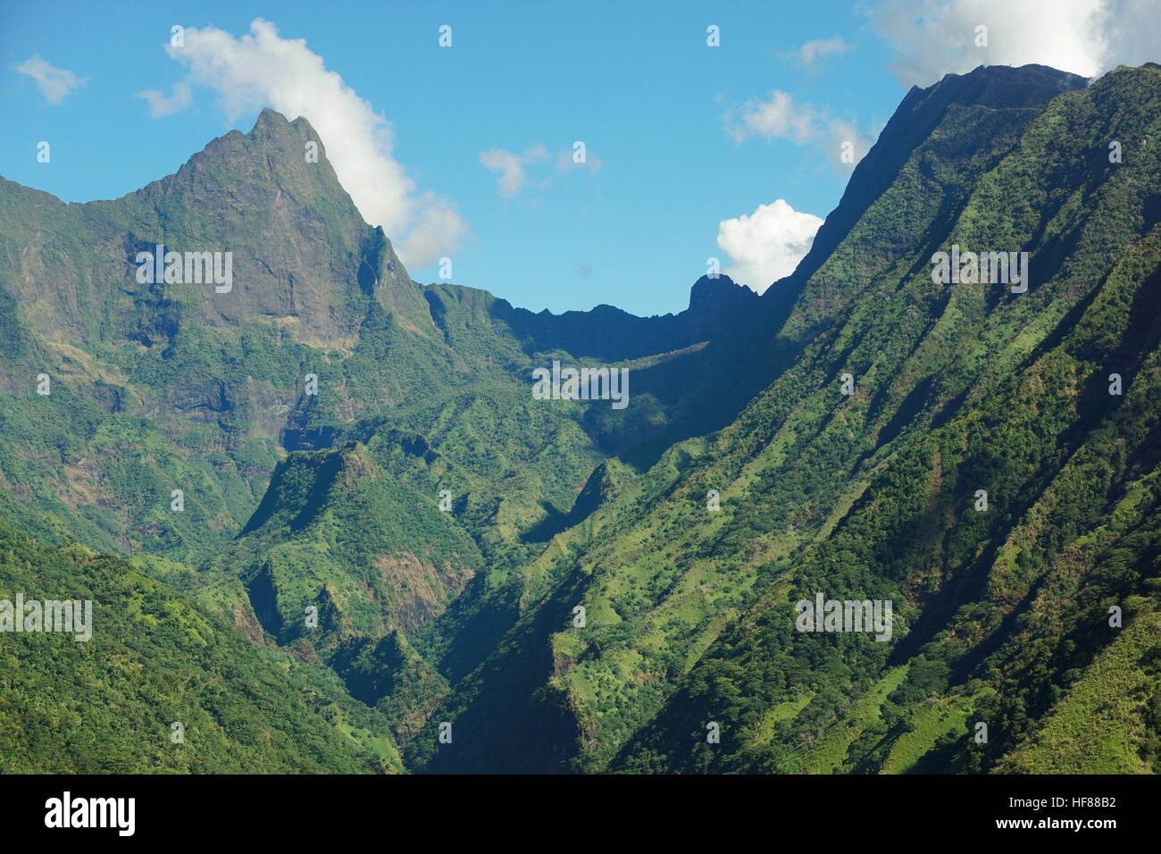 Mountains of Tahiti island, the mount Orohena on the left ( highest ...